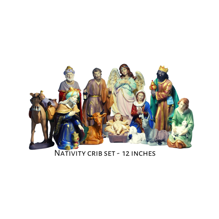 Buy Christmas Nativity crib sets online | 12 Inches Small Size Statue ...